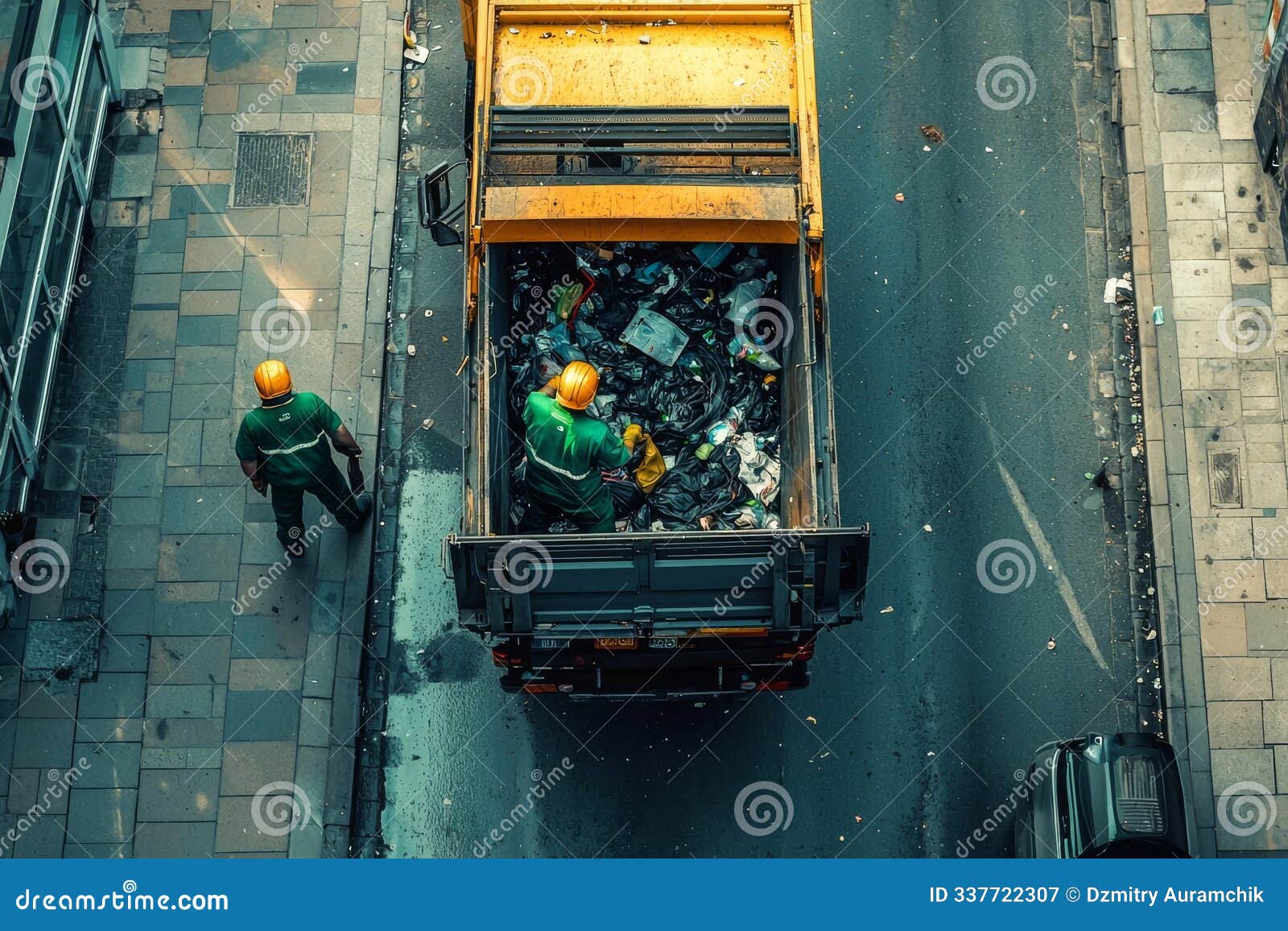 Residential Garbage Removal, Garbage Men Loading Household Trash into ...