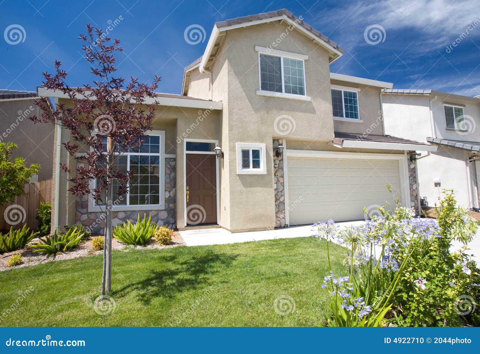 Residential Home Exterior Front with Landscaping Stock Photo - Image of ...