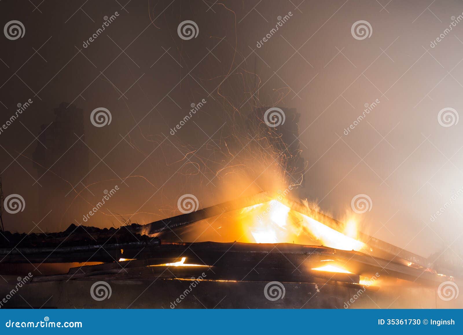 Residential home on fire stock photo. Image of fire, light - 35361730
