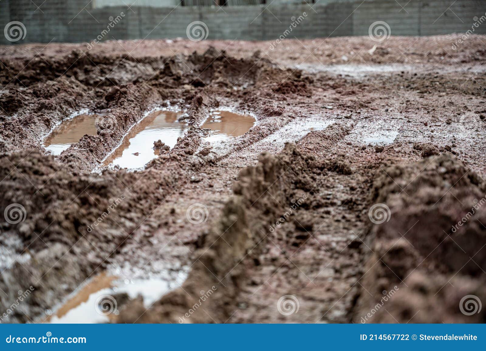 Residential House Construction Under Rain Delay with Mud and Tracks ...