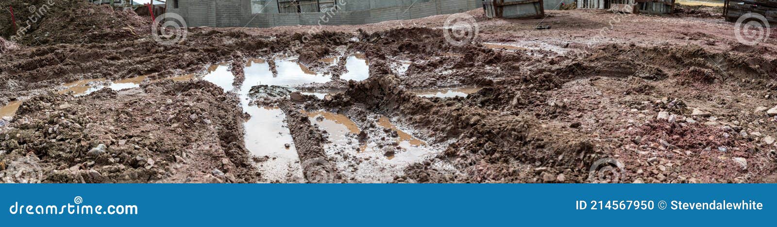 Residential House Construction Under Rain Delay with Mud and Tracks ...
