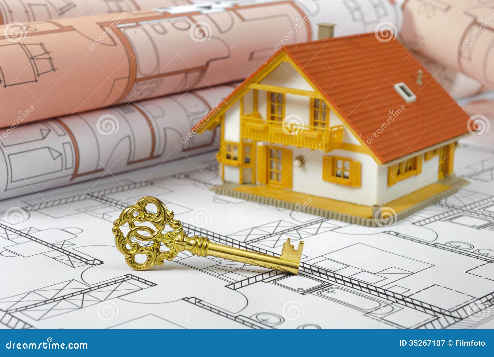 Residential House and Golden Key Stock Image - Image of construction ...