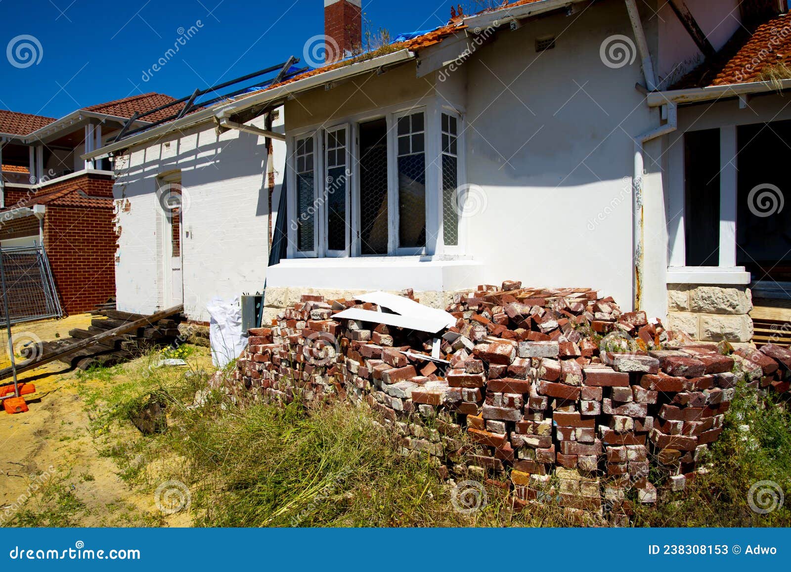 House Demolition stock image. Image of excavator, debris - 238308153