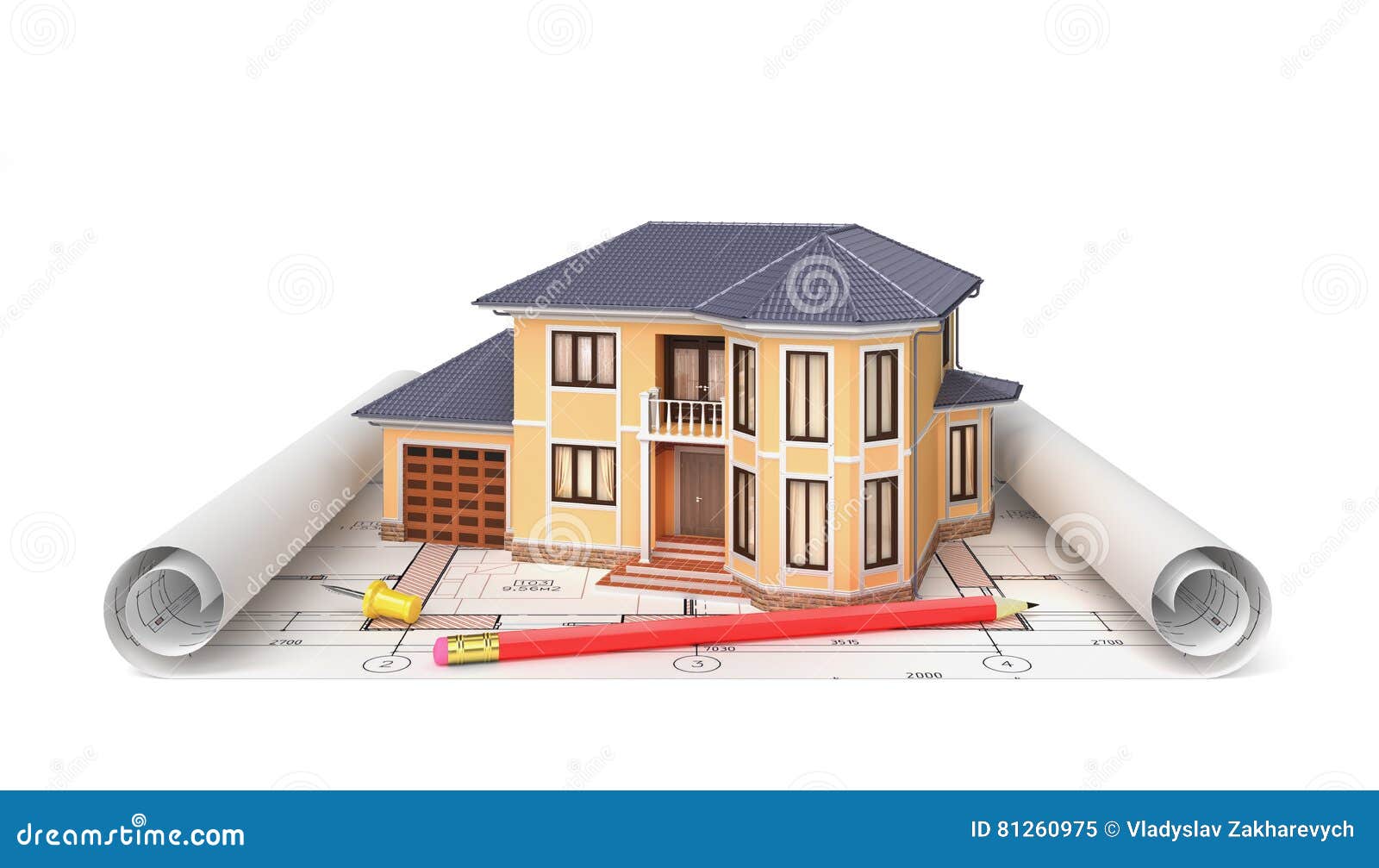 Residential House with Tools Stock Illustration - Illustration of ...