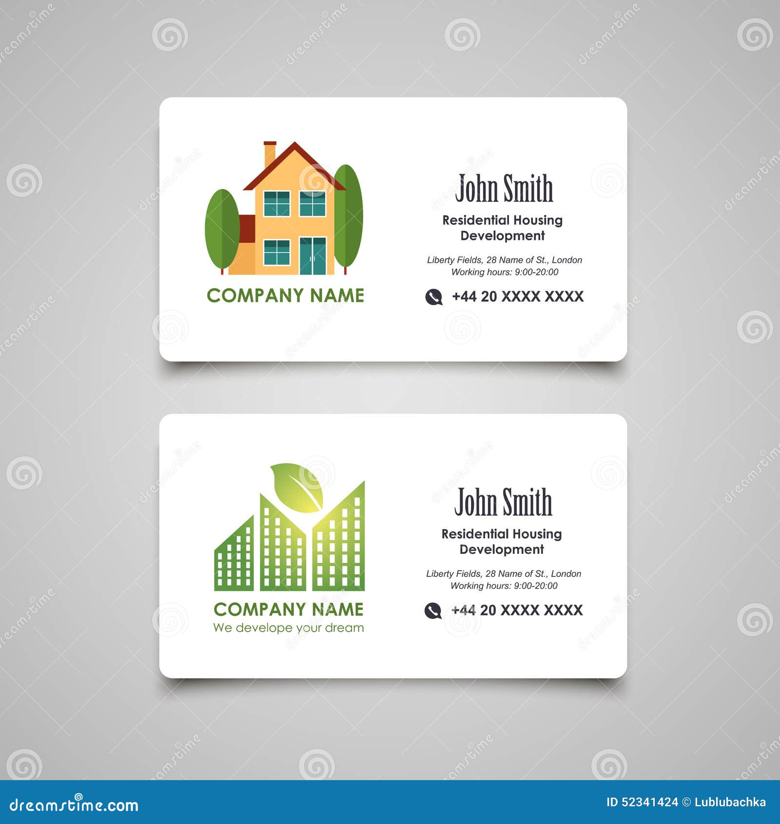 Residential Housing Developing or Rent Business Card Template Stock ...