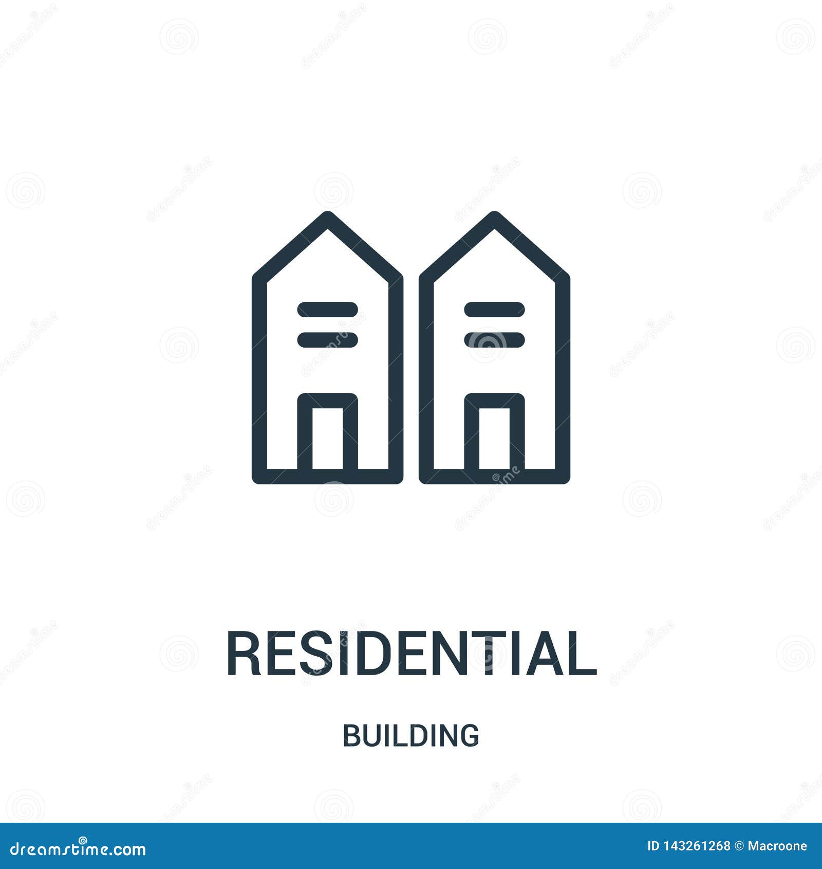 Residential Icon Vector from Building Collection. Thin Line Residential ...
