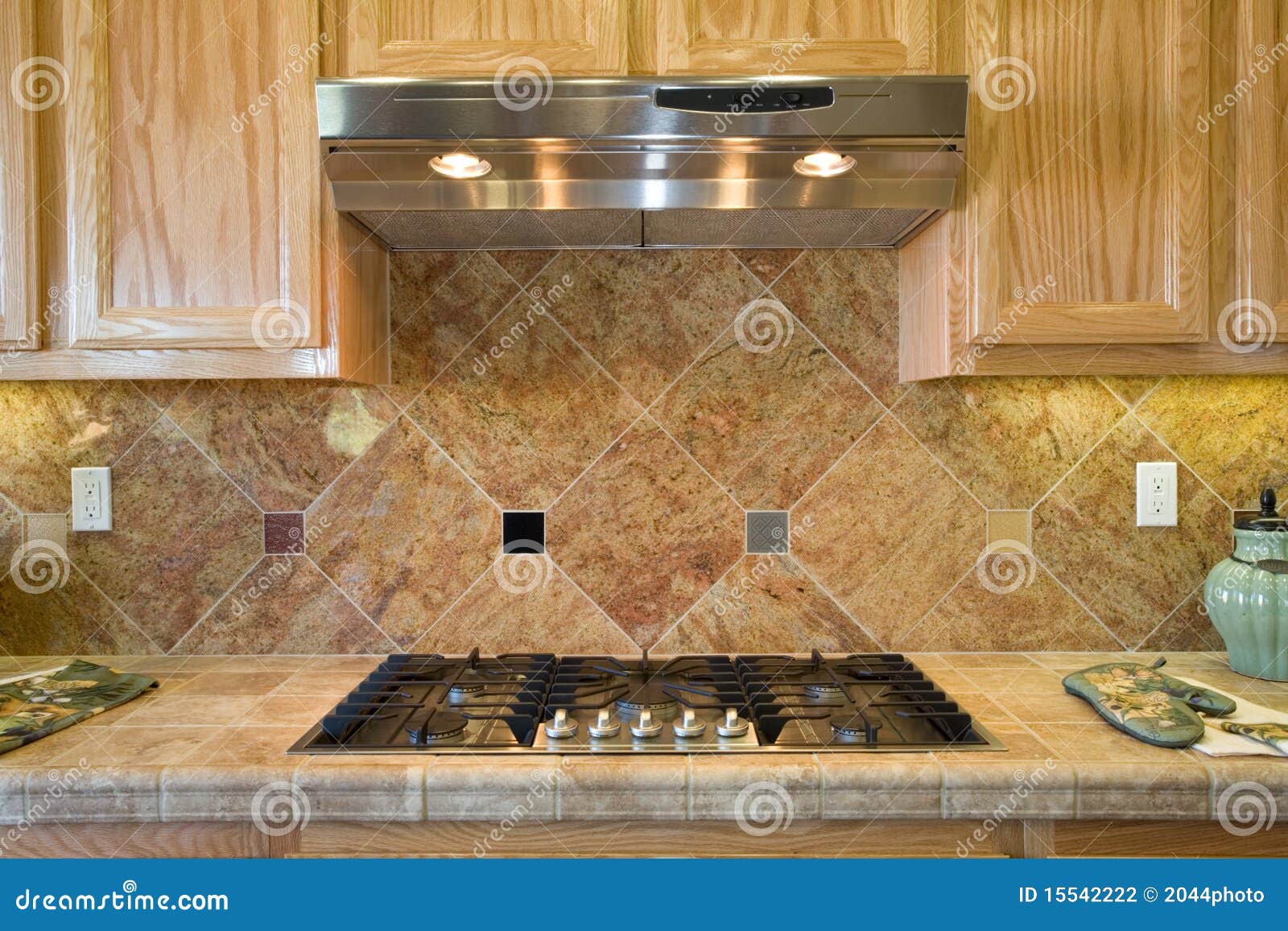 Residential Kitchen Cooking Area Stock Photo - Image of cooktop ...