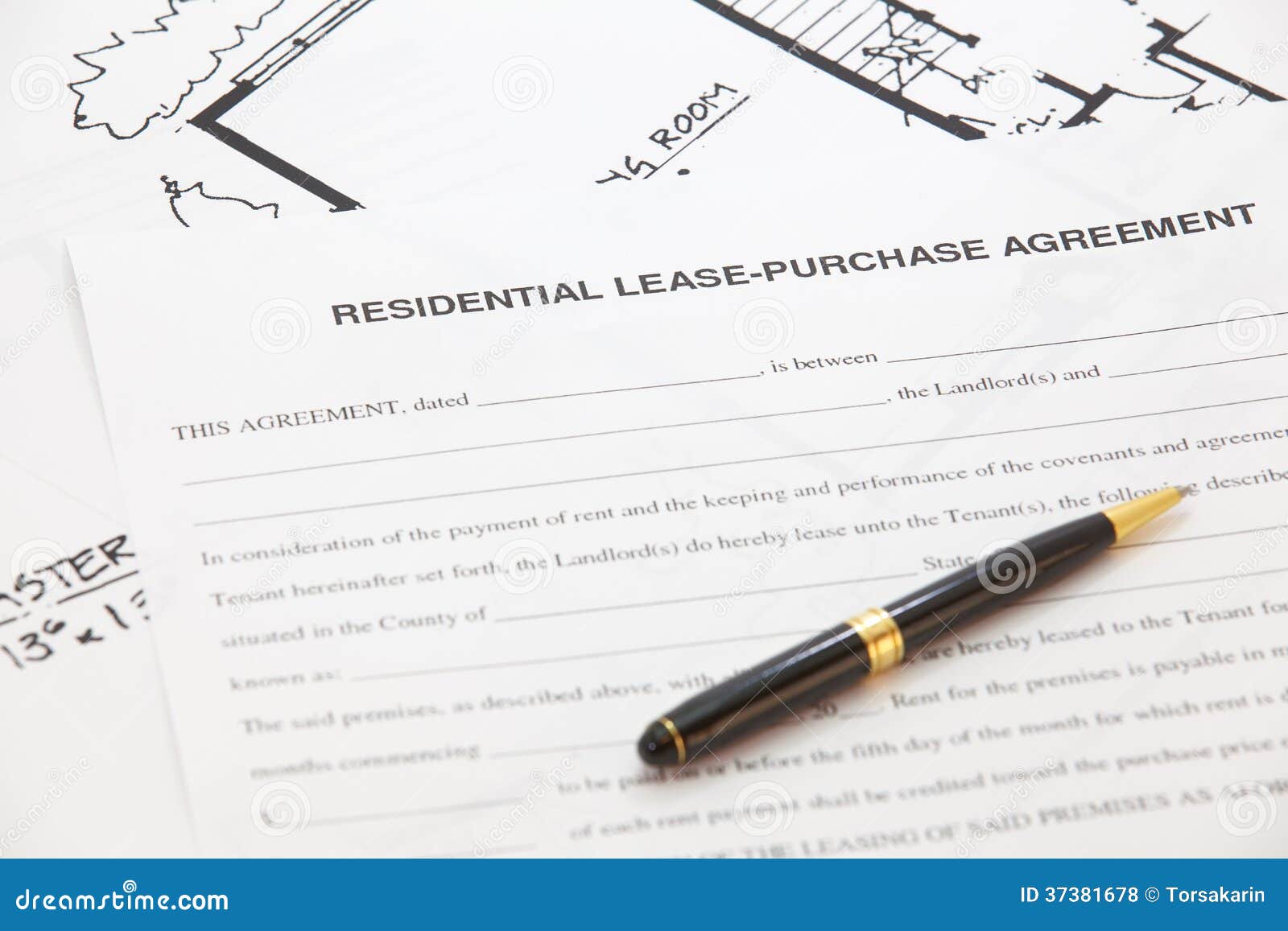 Residential Lease- Purchase Agreement Stock Photo - Image of home ...
