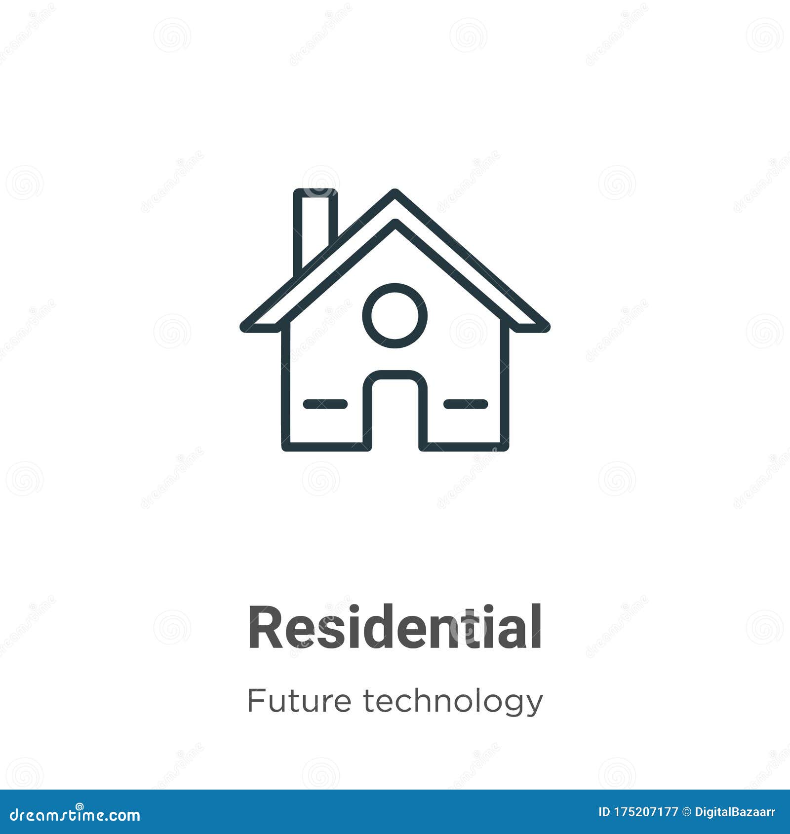 Residential Outline Vector Icon. Thin Line Black Residential Icon, Flat ...