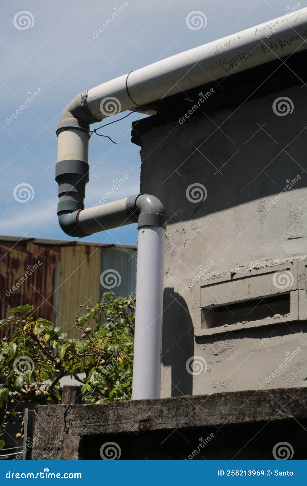 Residential Plastic Water Pipe with Blue Sky Stock Image - Image of ...