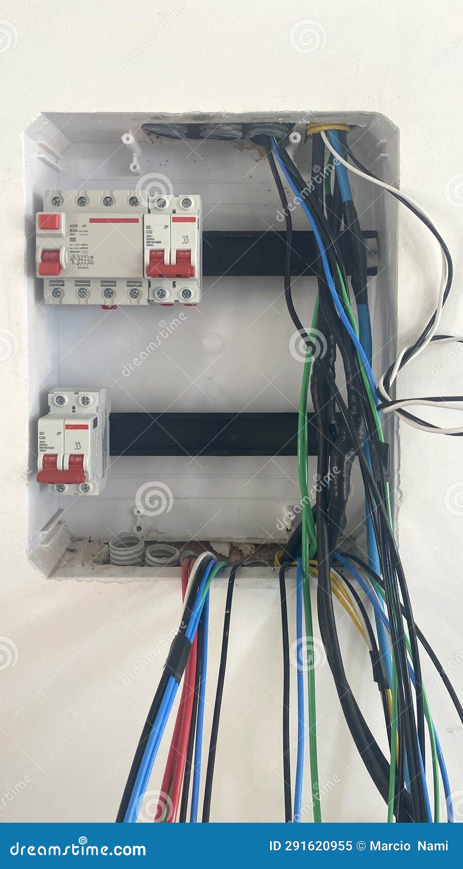 Residential Power Electrical Panel with Circuit Breakers Being ...
