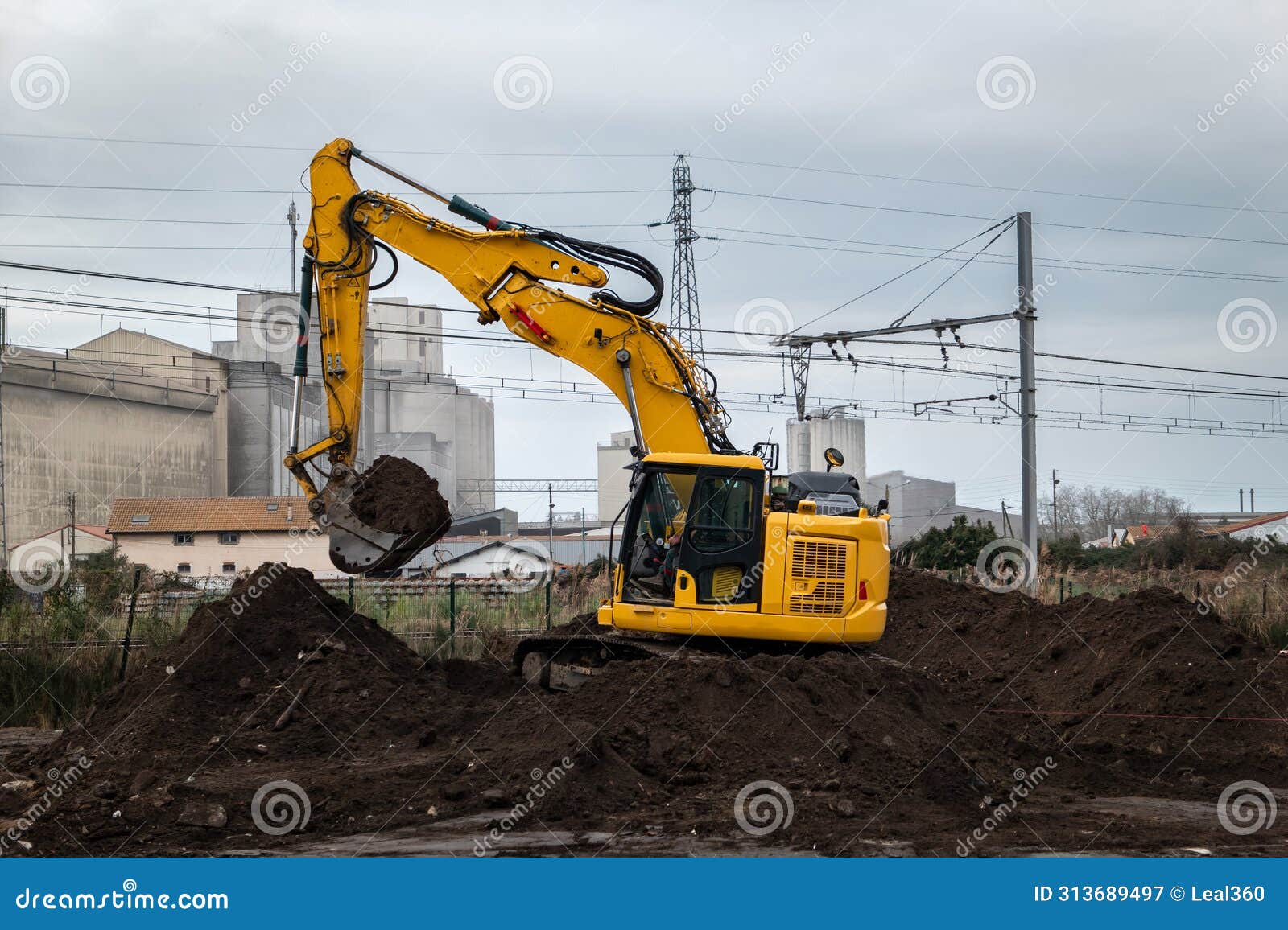 Residential Preparation: Backhoe in Action Stock Image - Image of earth ...