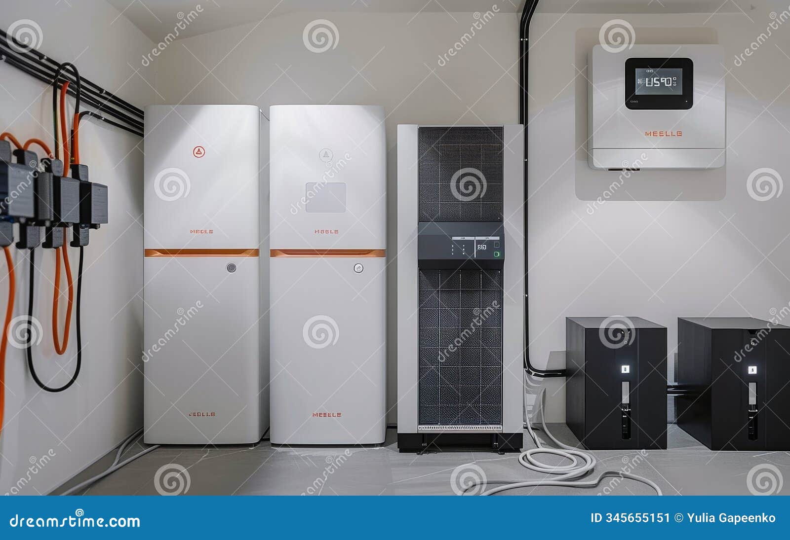 Residential Solar Panel and Battery Storage System in a Modern Garage ...