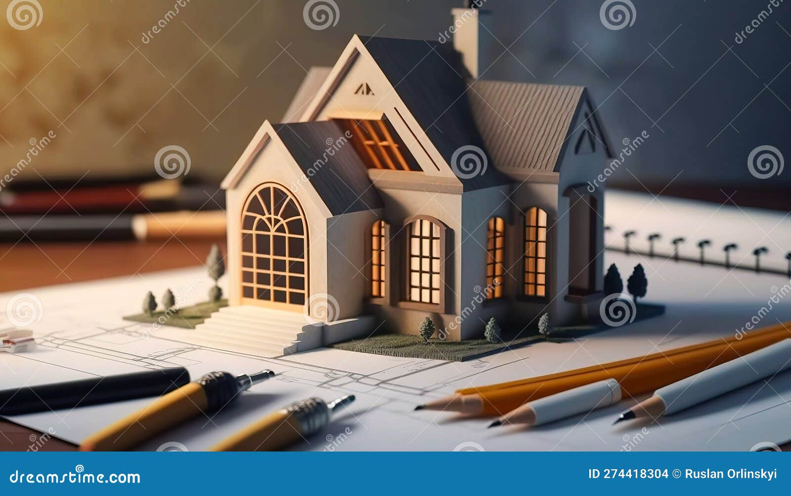 Residential Technical Drawing - Modern Home in 3D Render - Ai Generated ...