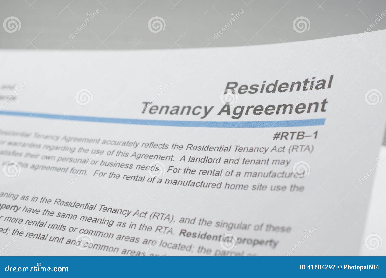 Residential Tenancy Agreement Stock Photo - Image of testimony, market ...