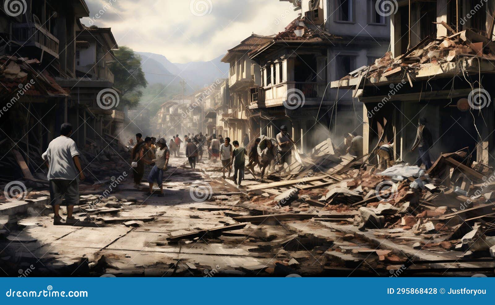 Residents Amidst Post-Earthquake Chaos. Generative Ai Stock ... Residents Amidst Post-Earthquake Chaos. Generative Ai Stock ...