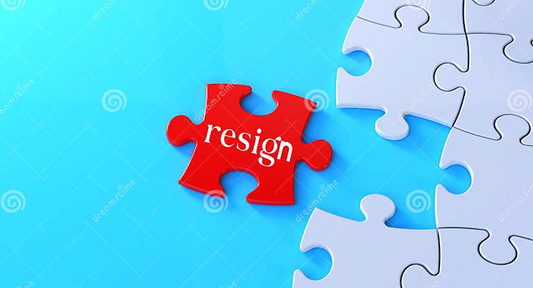 Resign Text Message on Red Puzzle Piece. Stock Illustration ...