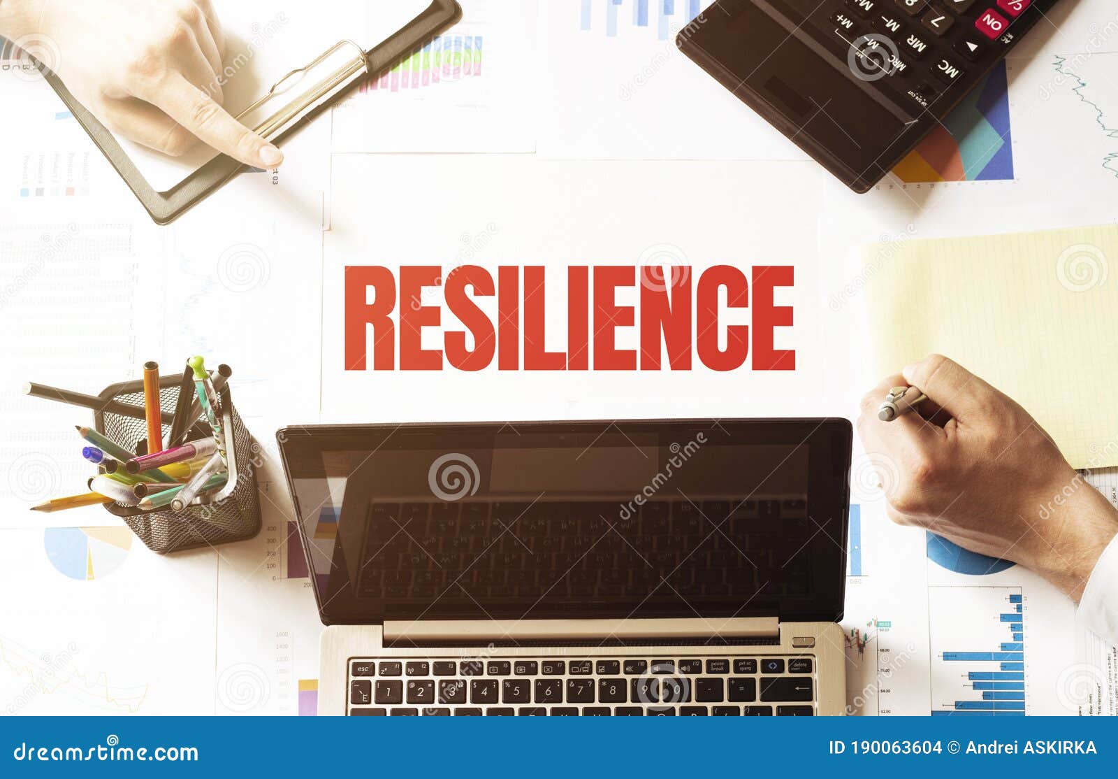 Resilience Business Team Hands at Work with Financial Documents Stock ...