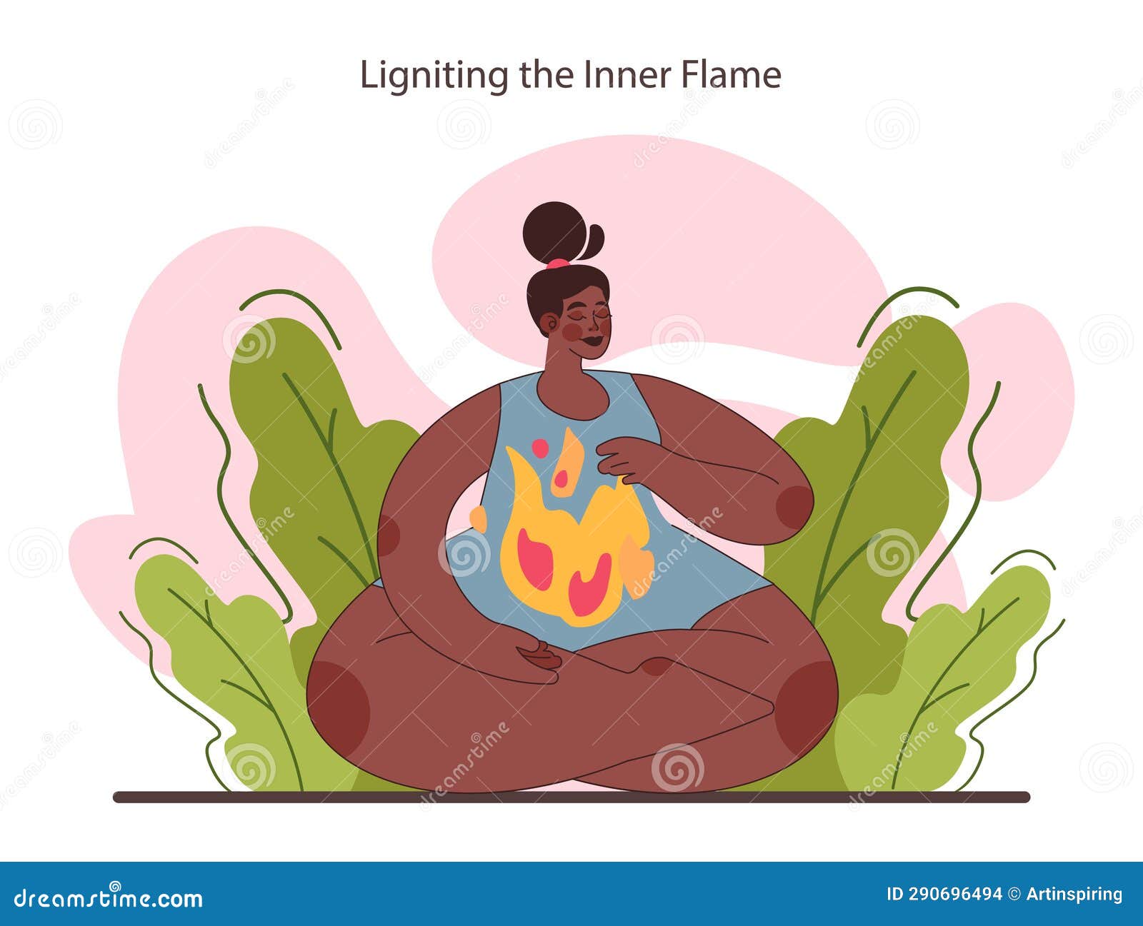 Resilience. Mindfull Female Character with an Inner Flame Stock Vector ...