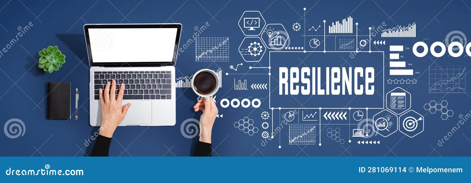 Resilience Theme with Person Using Laptop Computer Stock Photo - Image ...