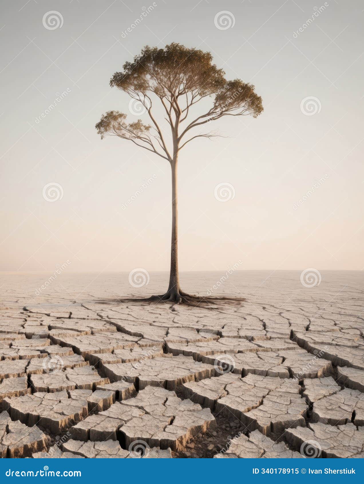 Resilient Tree Growing on Cracked Earth Surface. Stock Image - Image of ...