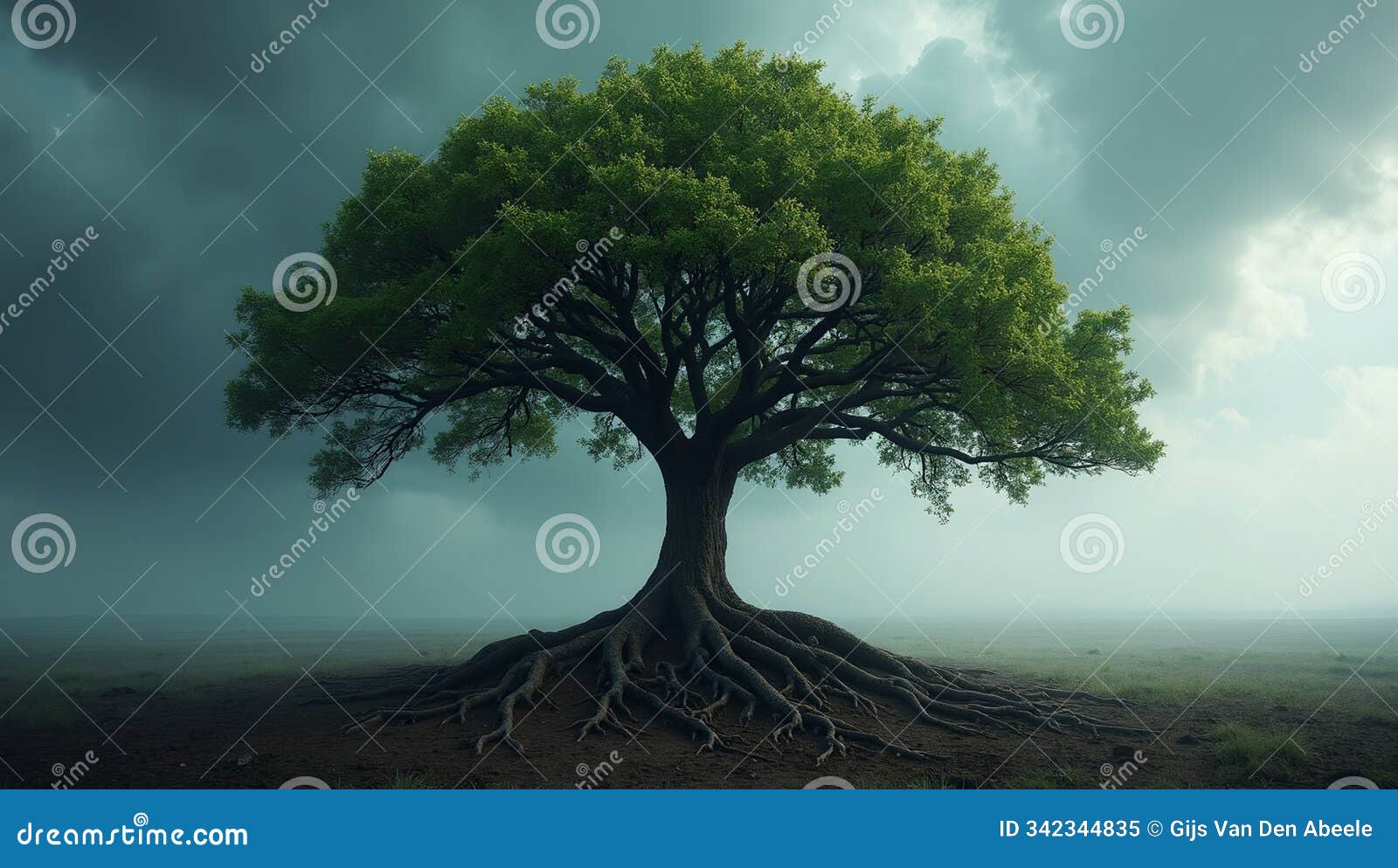 Resilient Tree Standing Tall in Storm Stock Illustration - Illustration ...