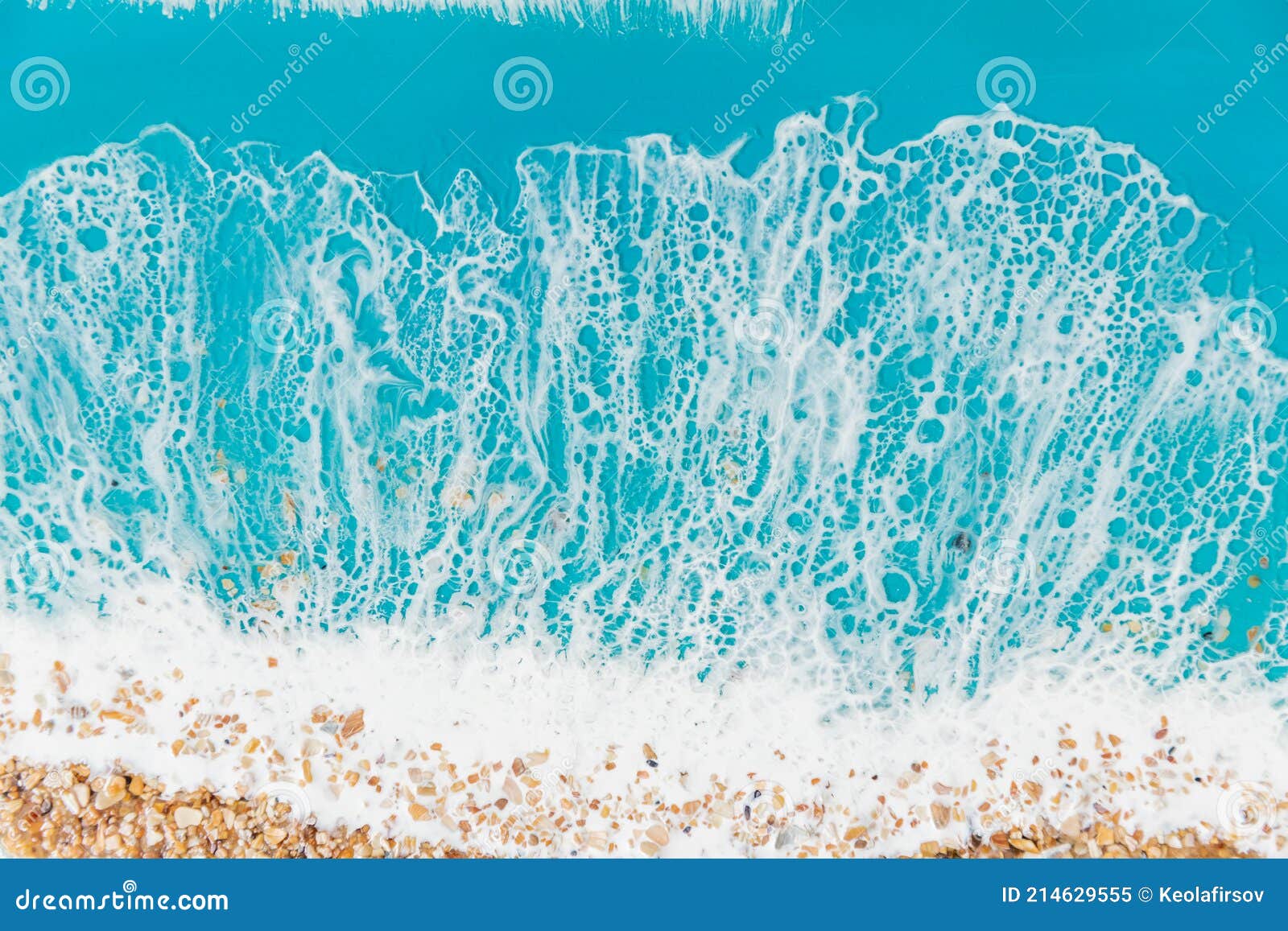 Resin Art with Blue Sea Waves and Beach. Sea Background Made of Resin ...