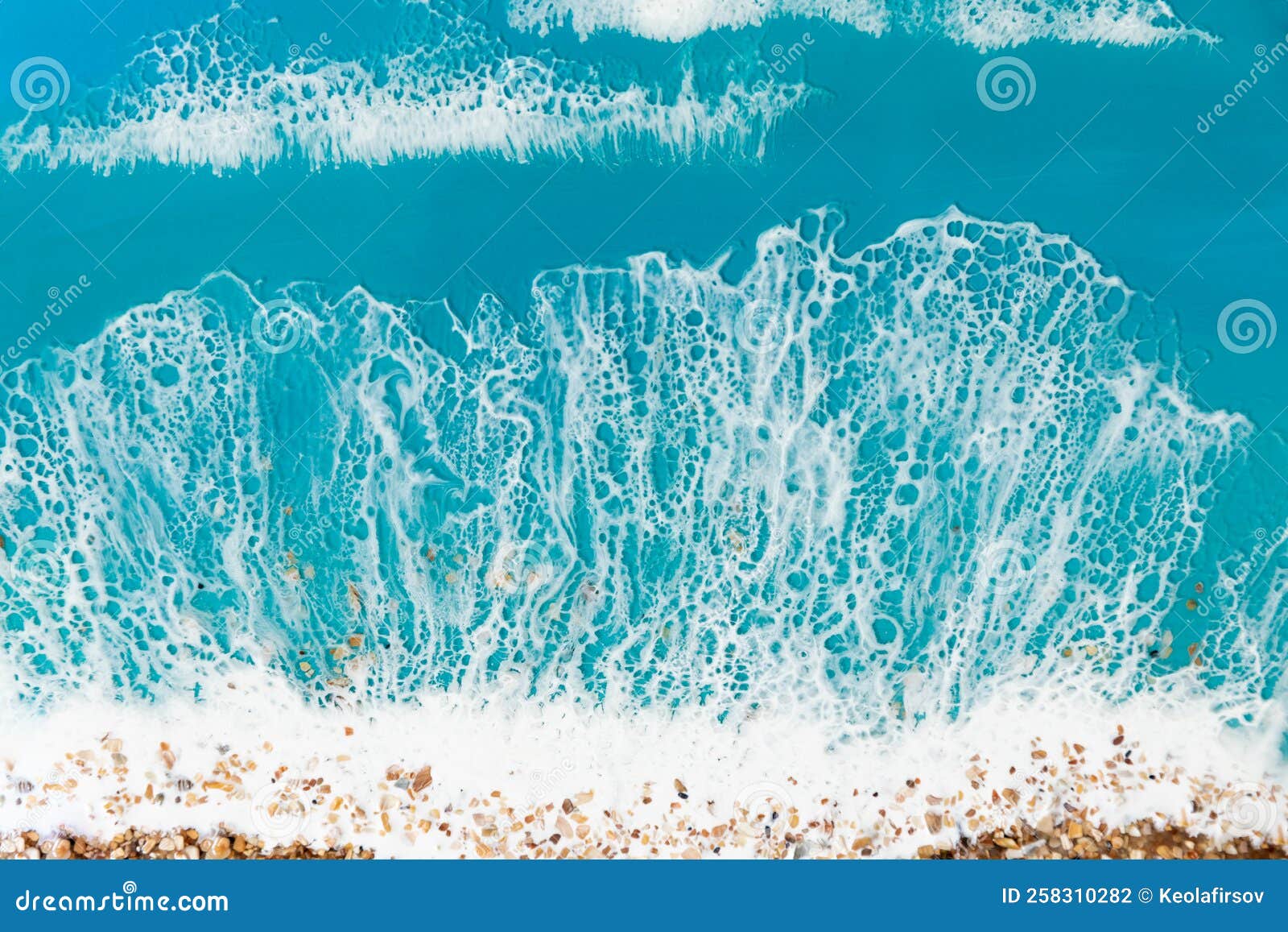 Resin Art with Blue Sea Waves and Sandy Beach. Sea Background Made of ...