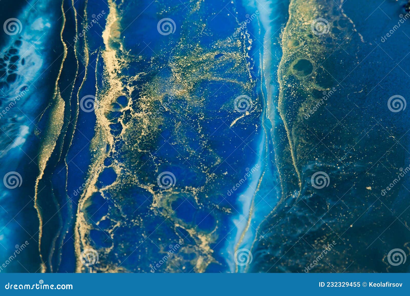 Resin Art with Deep Blue and Golden Colors. Epoxy Background Stock ...