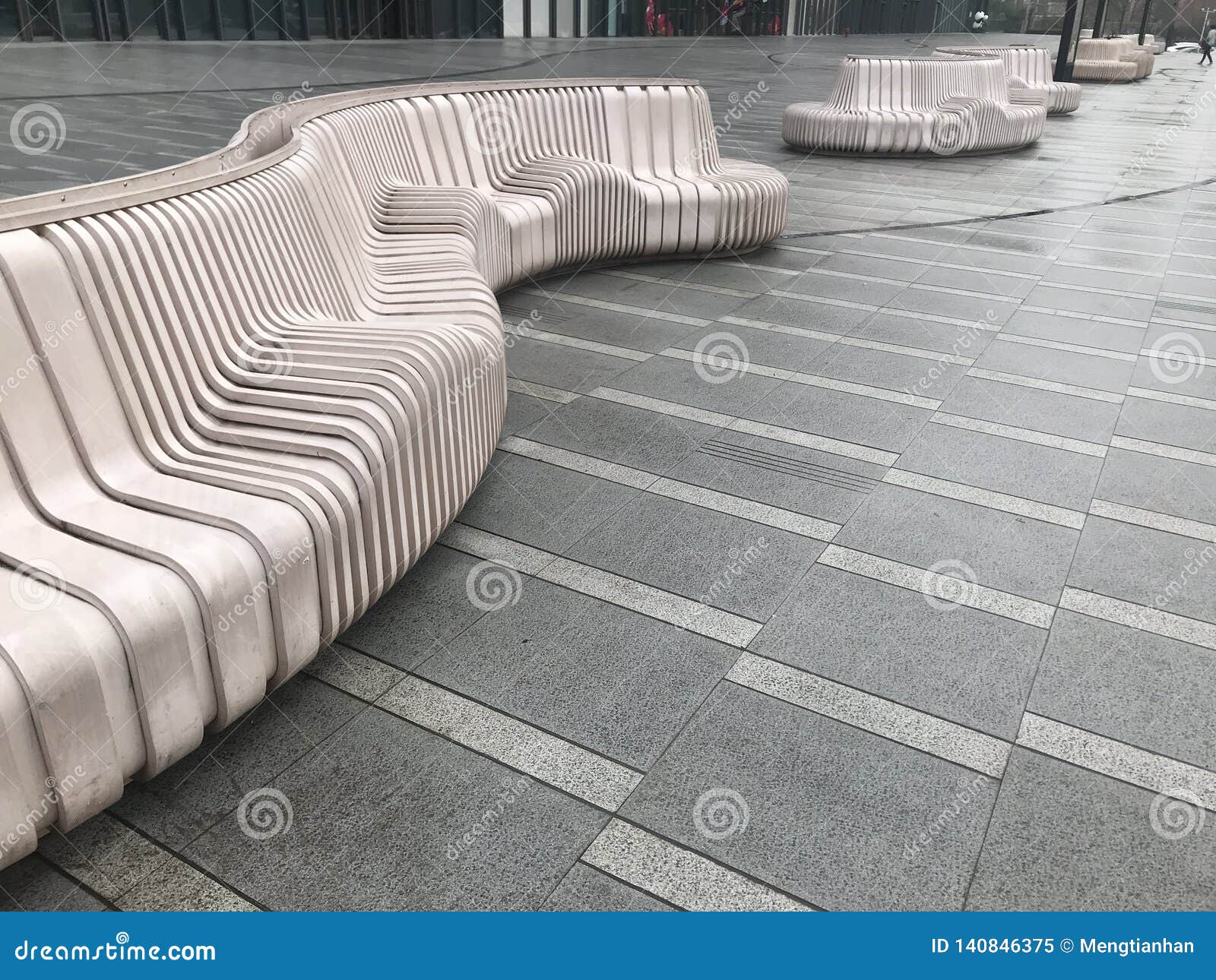 Resin Benches on the Square Stock Image - Image of geometric, practical ...
