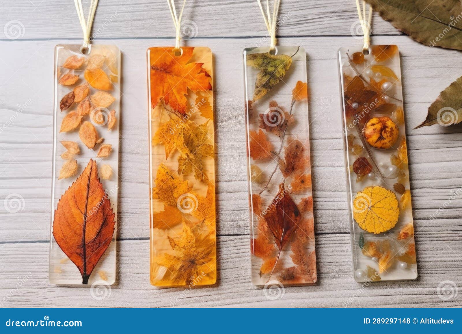 Resin Bookmarks with Pressed Autumn Leaves Stock Photo - Image of resin ...
