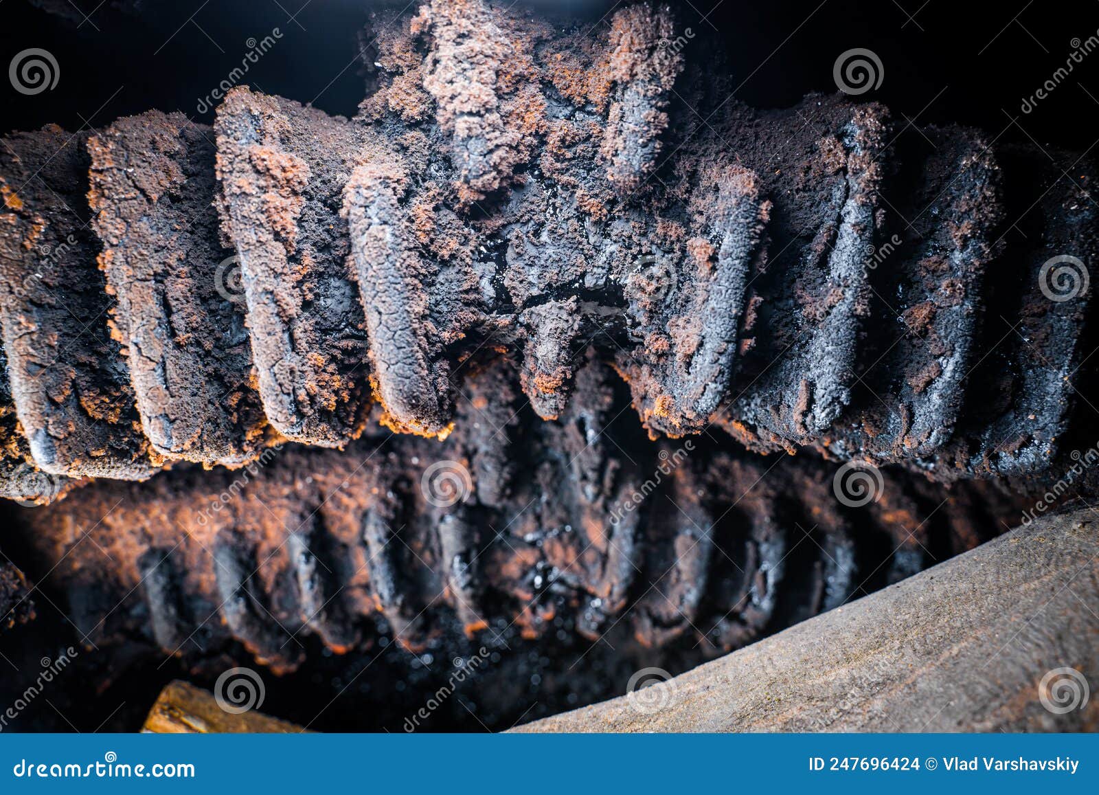 Resin and Soot on the Pipes of a Solid Fuel Boiler Close-up Stock Photo ...