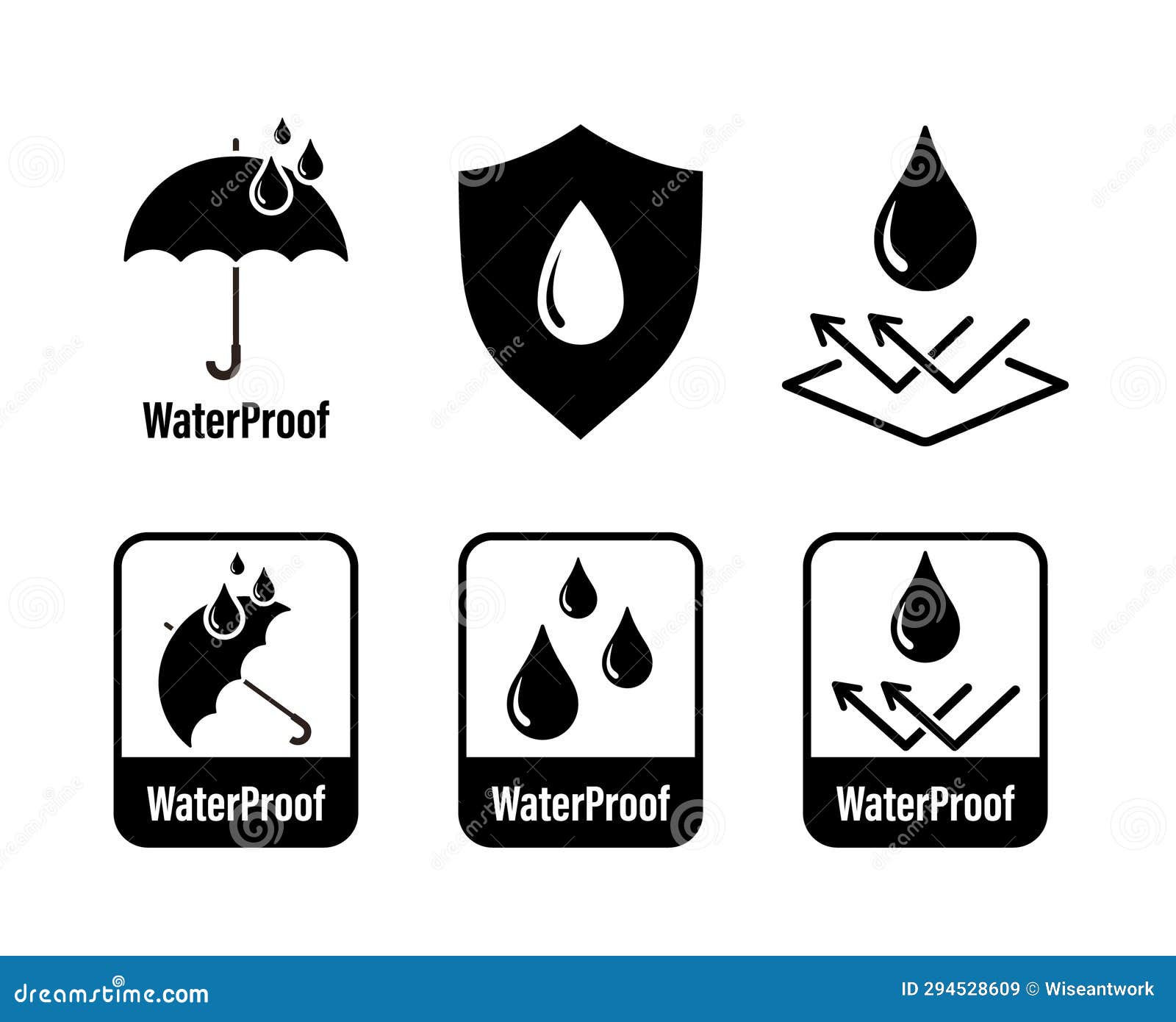 Resistant, Waterproof Icon Set. Signs of Reflected Water. Surface ...