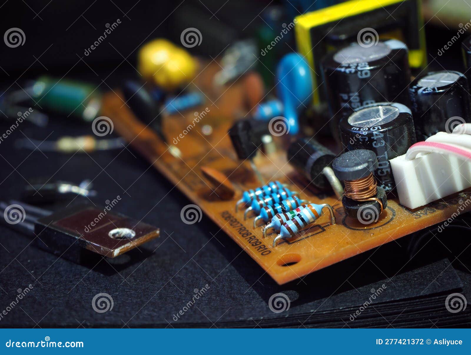 Resistors on Electronic Circuit Board Stock Photo - Image of analog ...