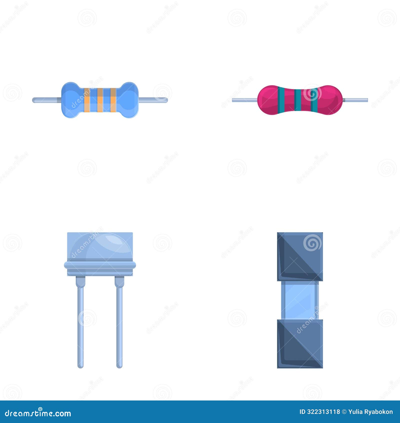 Resistor Icons Set Cartoon Vector. Various Resistor and Transistor ...