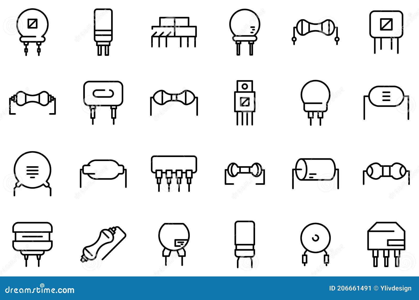 Resistor Icons Set, Outline Style Stock Illustration - Illustration of ...