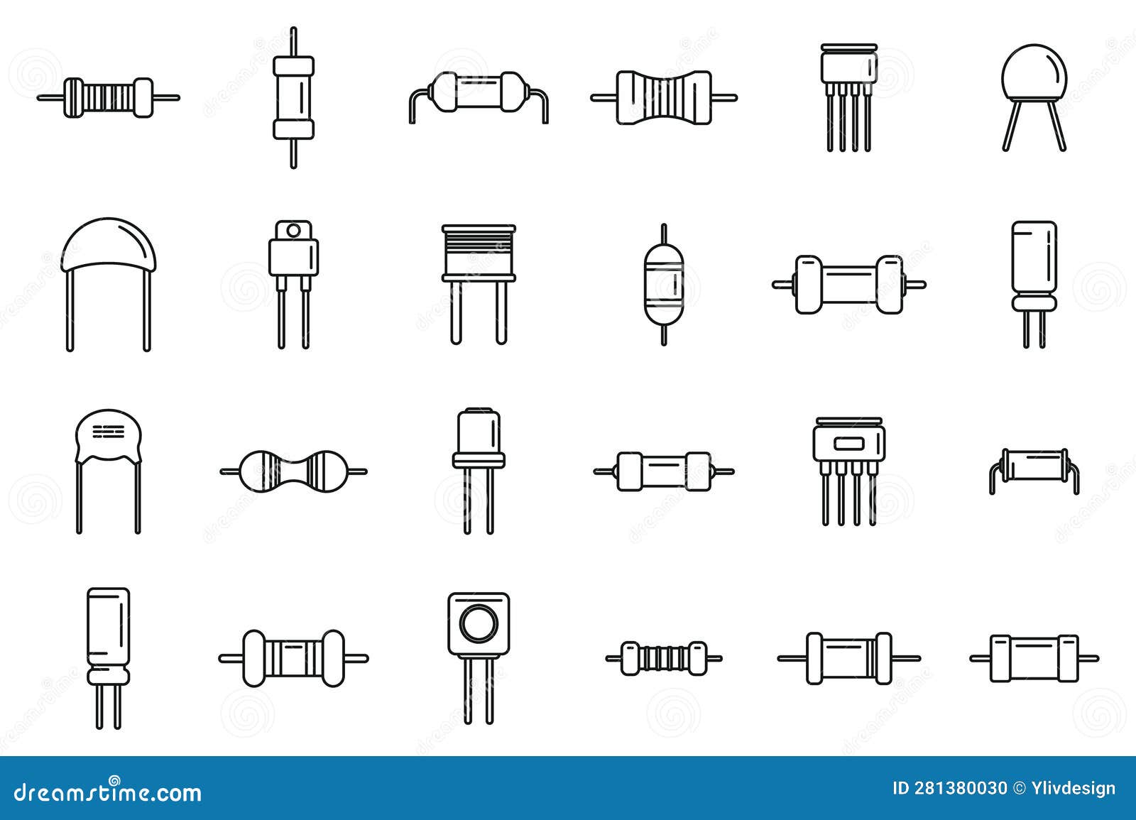 Resistor Icons Set Cartoon Vector. Various Resistor And Transistor ...