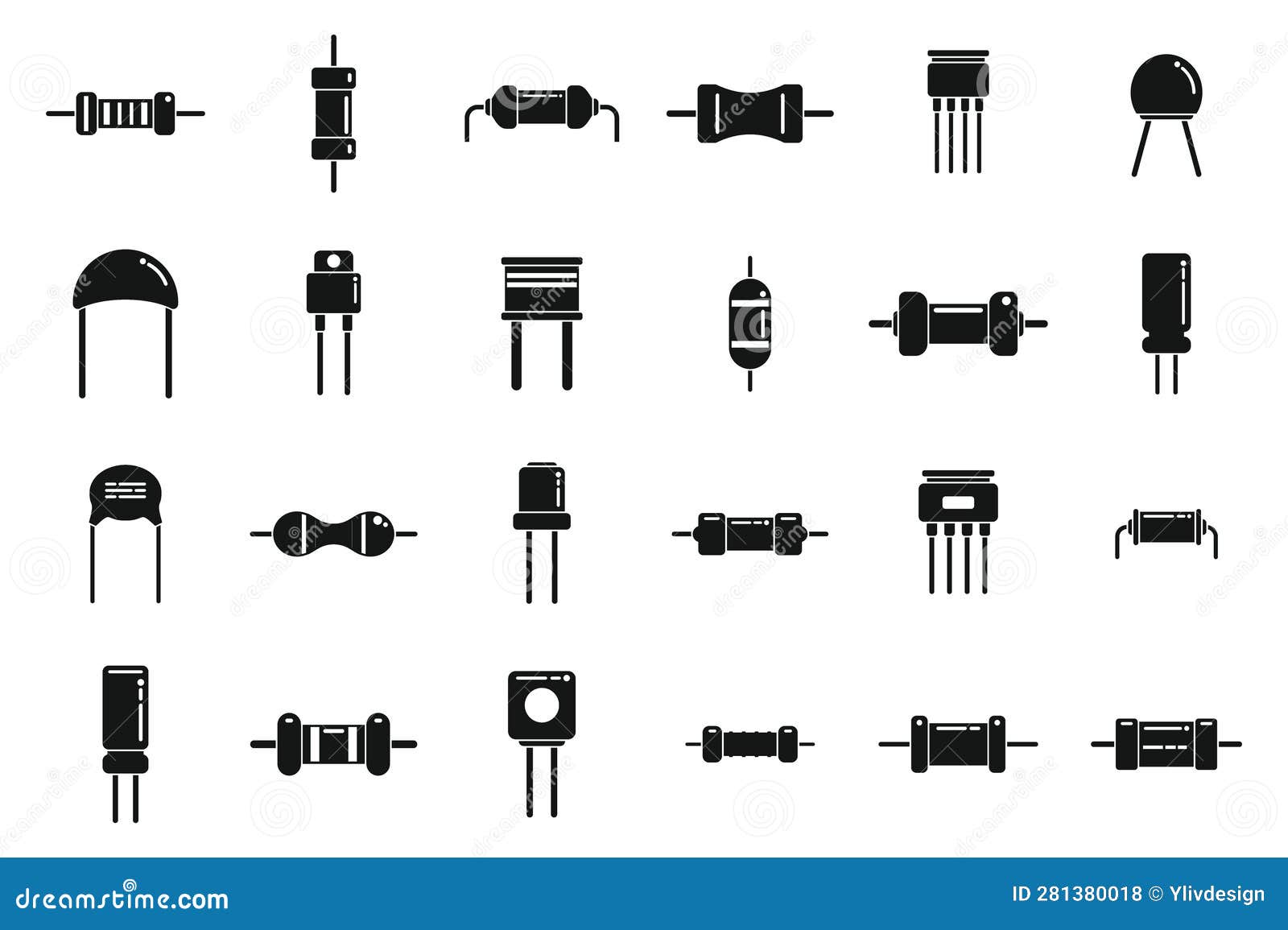 Resistor Icons Set Simple Vector. Capacitor Chip Stock Vector ...
