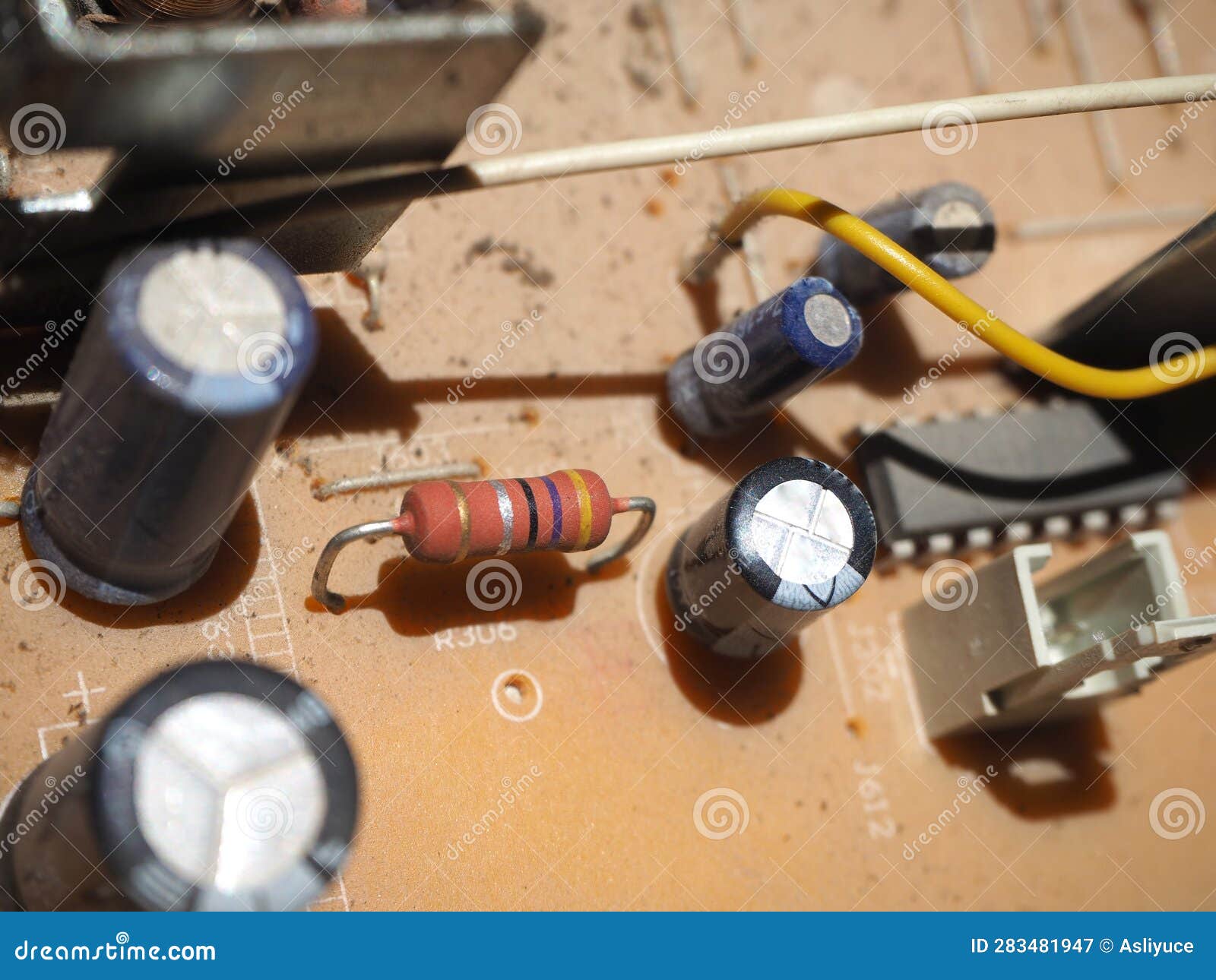 Resistor on Industrial Printed Circuit Board Stock Image - Image of ...