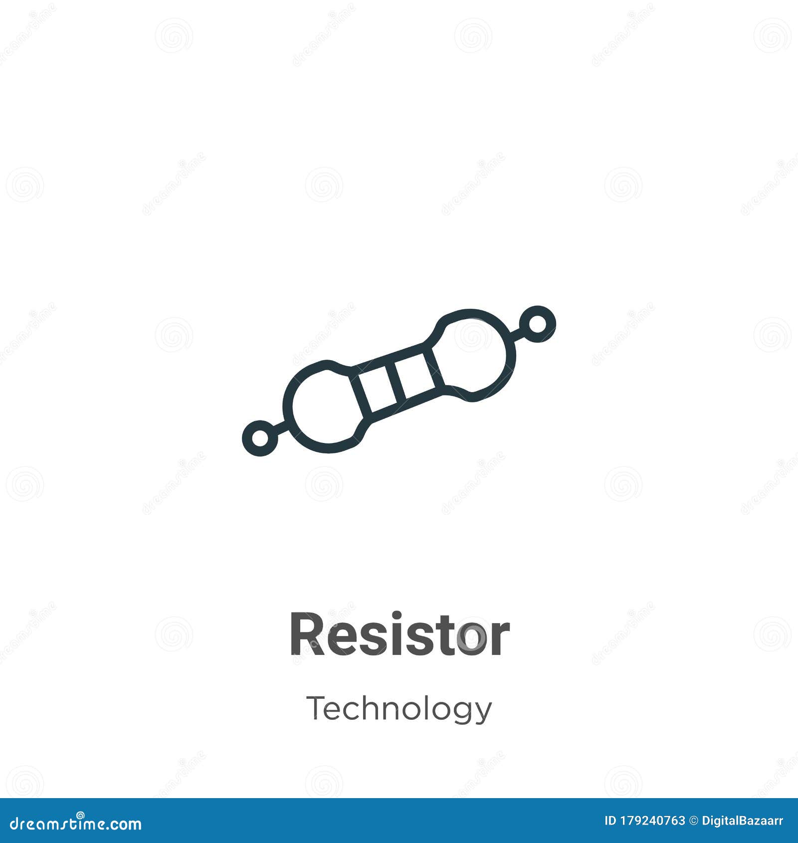 Resistor Outline Vector Icon. Thin Line Black Resistor Icon, Flat ...