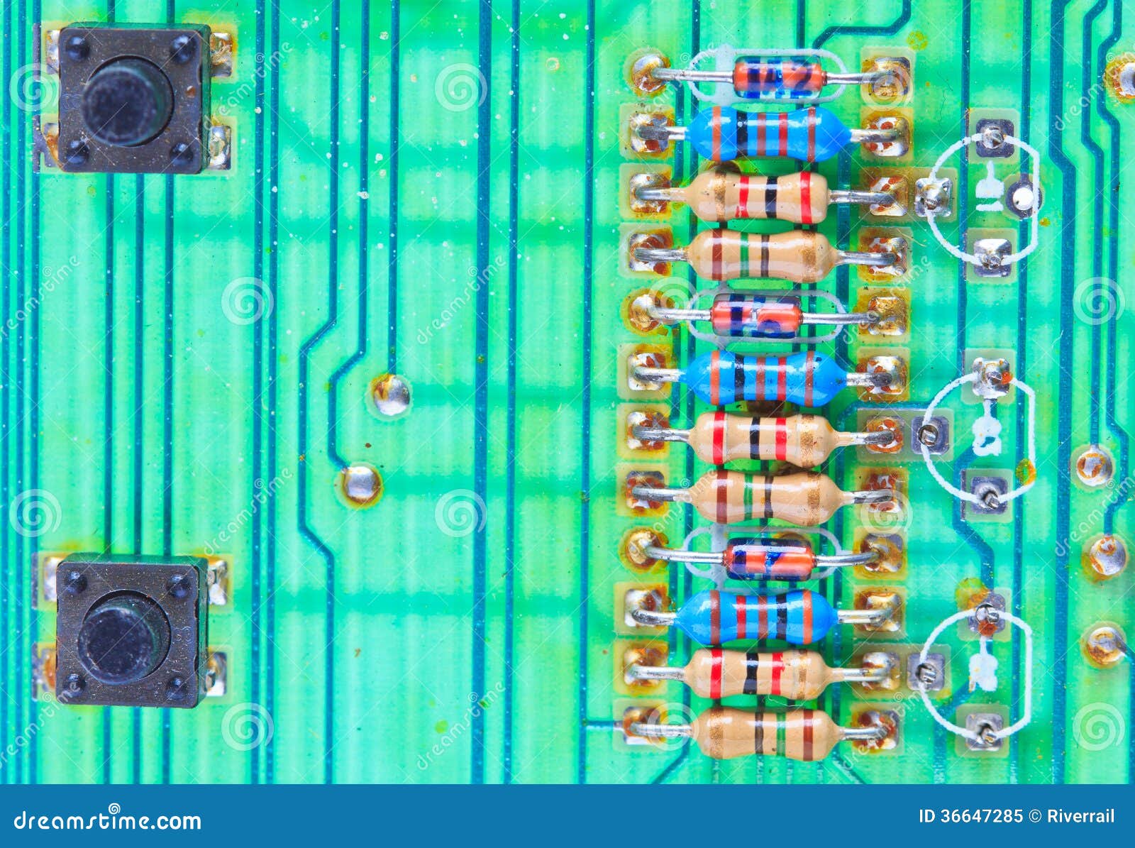 Resistors on Electronic Board Stock Image - Image of mainboard, closeup ...