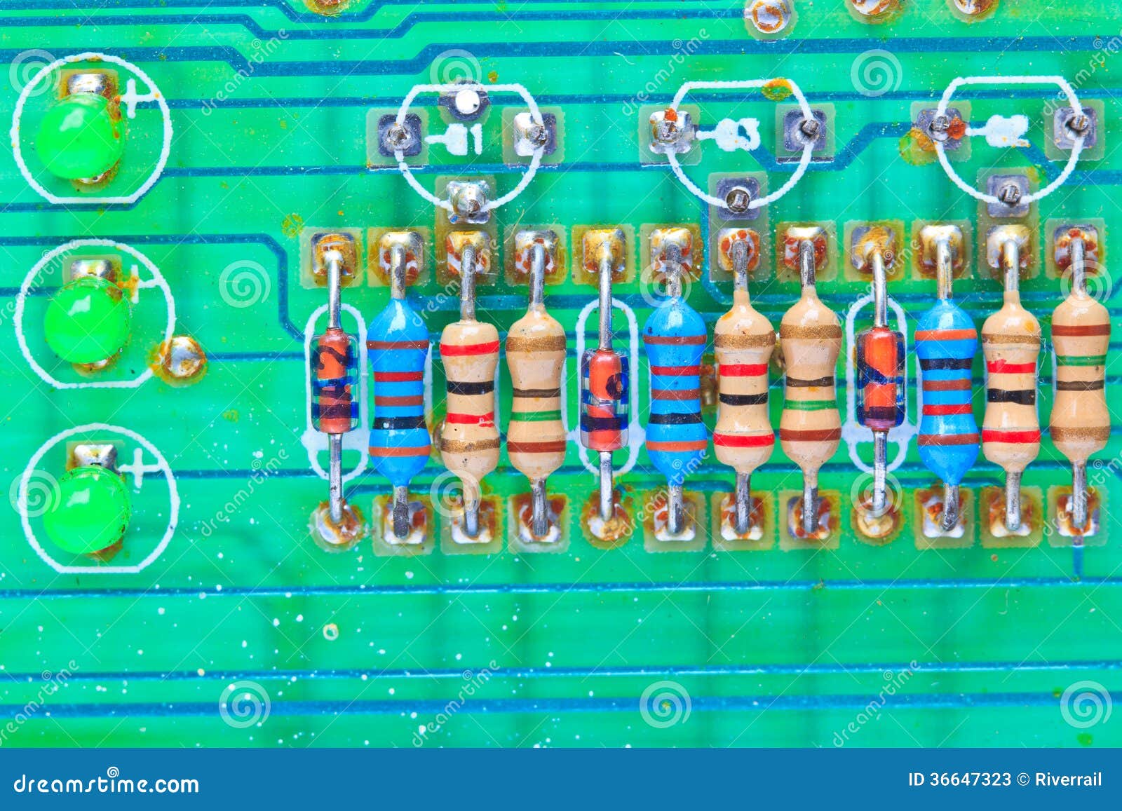 Resistors on Electronic Board Stock Image - Image of complexity ...