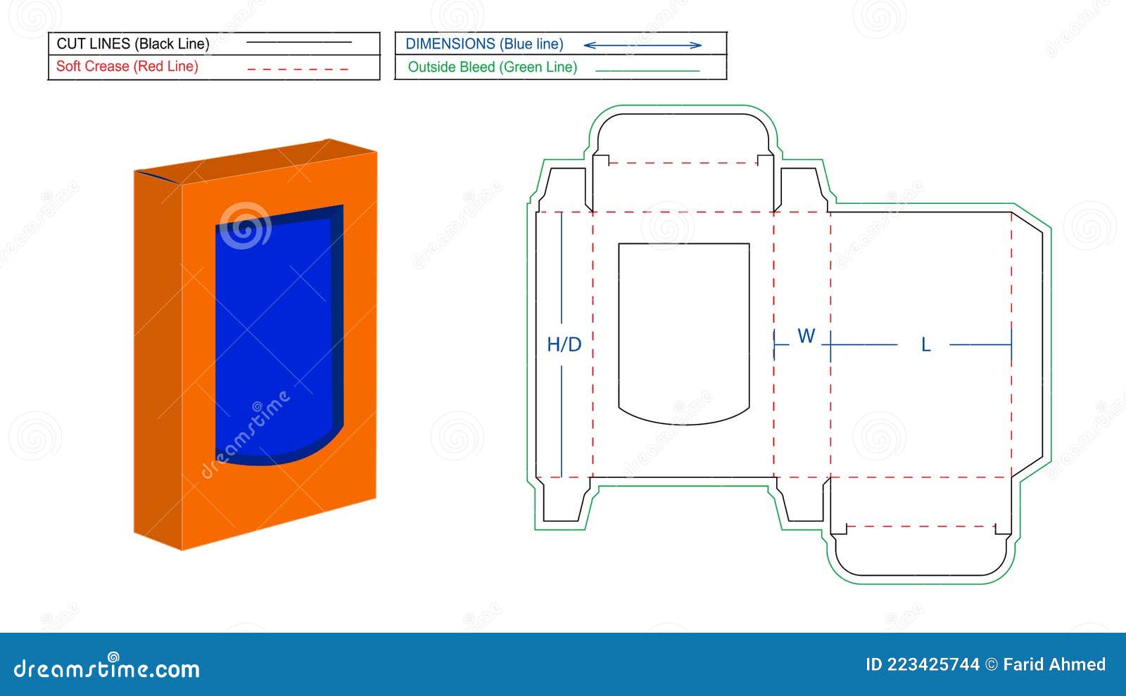 Reverse Tuck End Boxes Dieline Template And 3D Render Box Vector ...