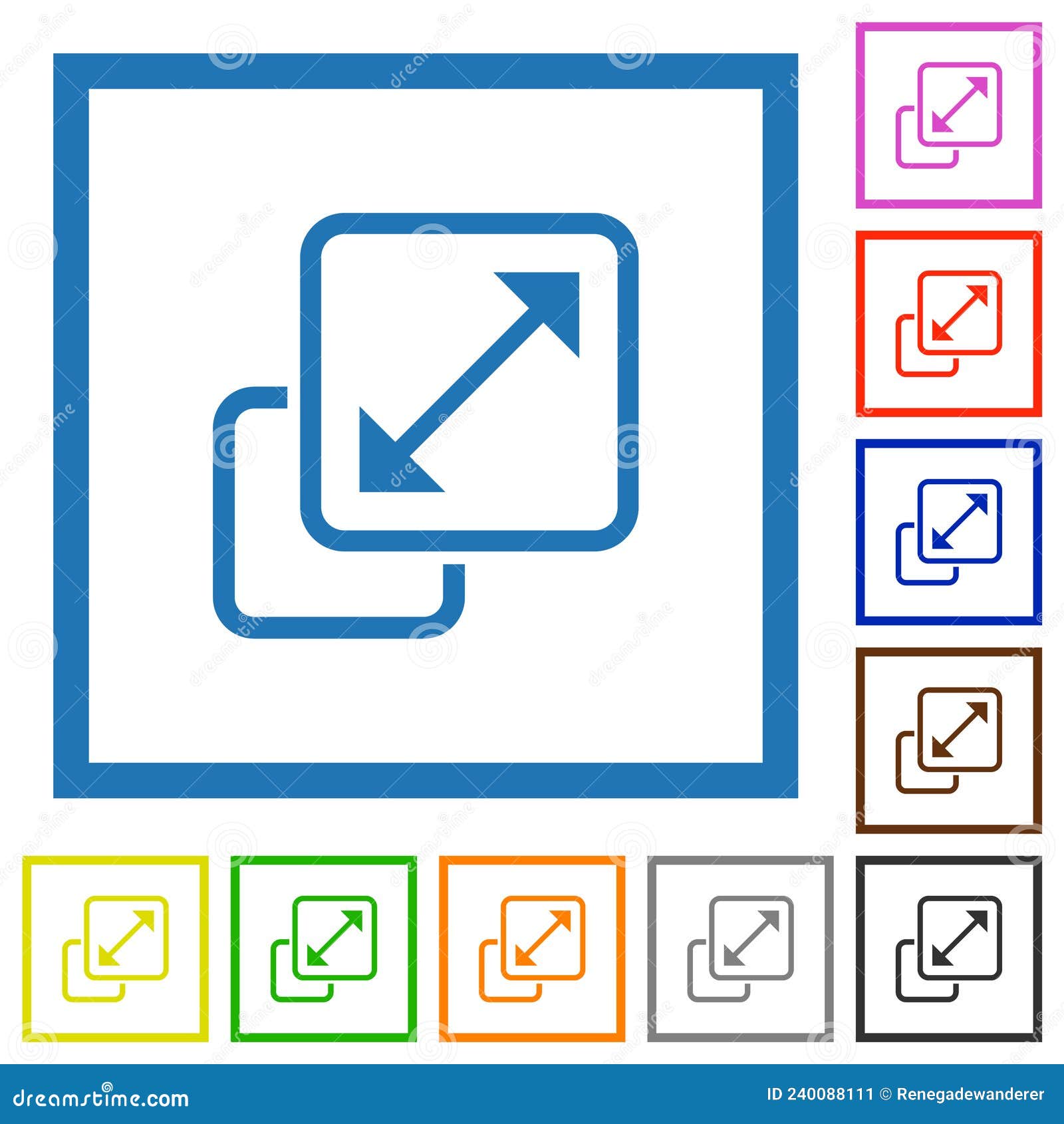 Resize Element Outline Flat Framed Icons Stock Vector - Illustration of ...