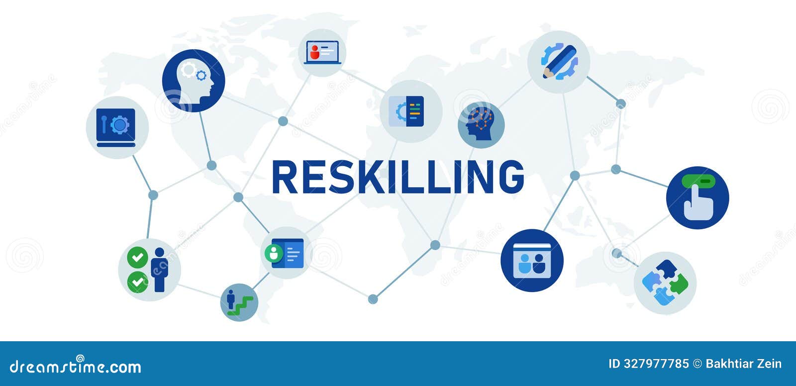 Reskilling Mind Mapping Icon Template Mind-mapping Flowchart Blue Color ...