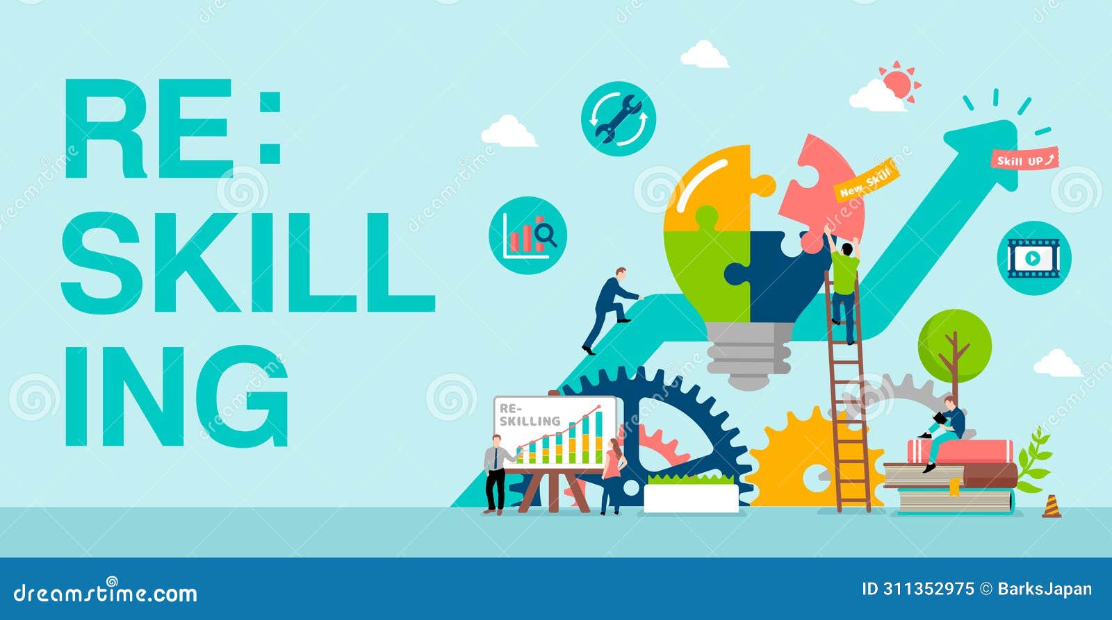 Reskilling ( Upskilling ) Banner Illustration Stock Vector ...