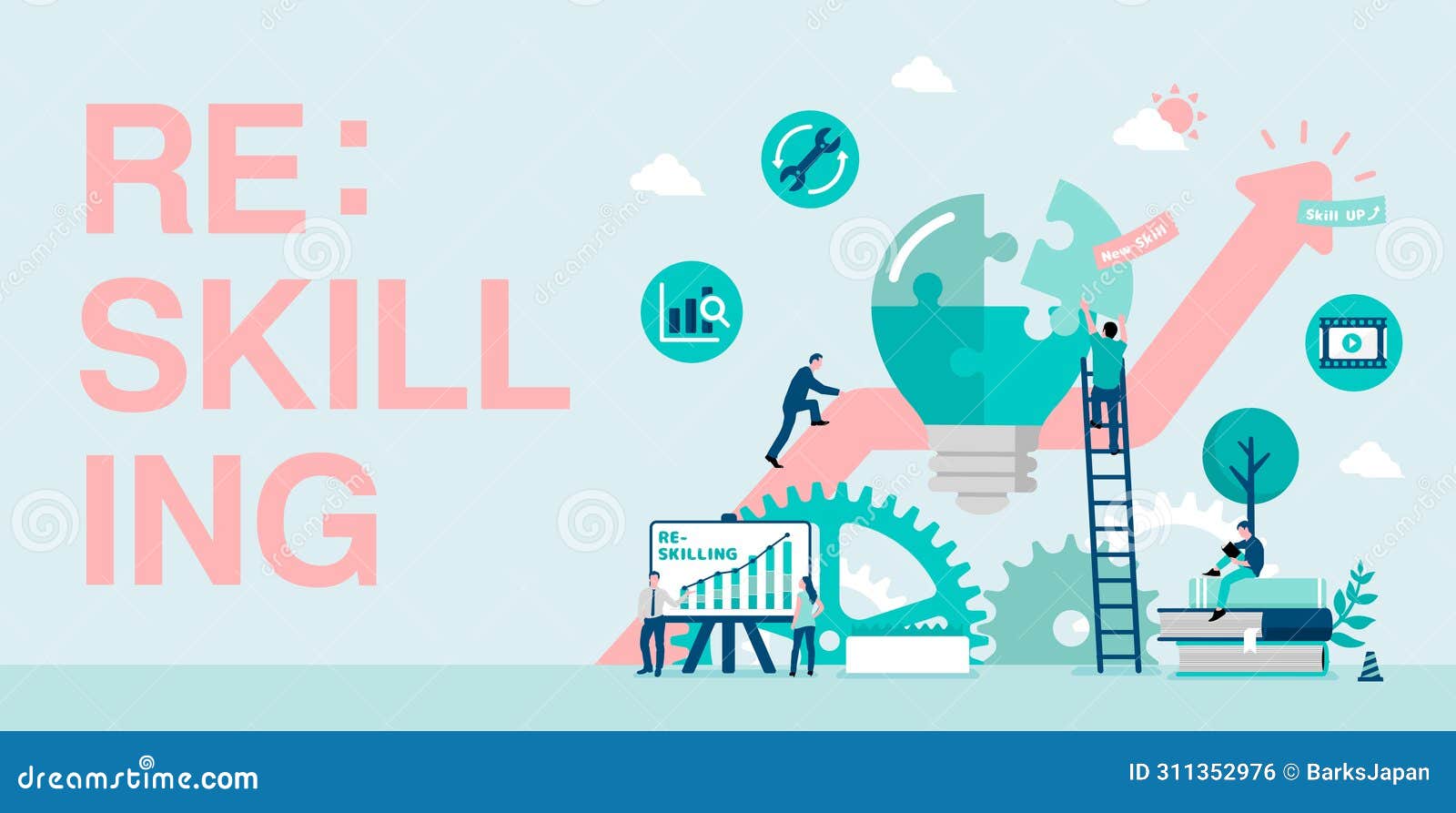 Reskilling ( Upskilling ) Banner Illustration Stock Vector ...