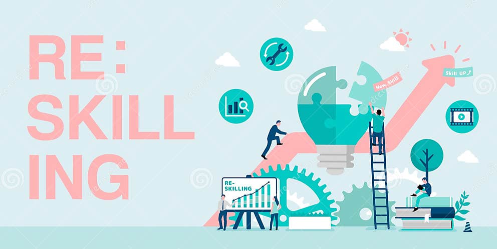 Reskilling ( Upskilling ) Banner Illustration Stock Vector ...