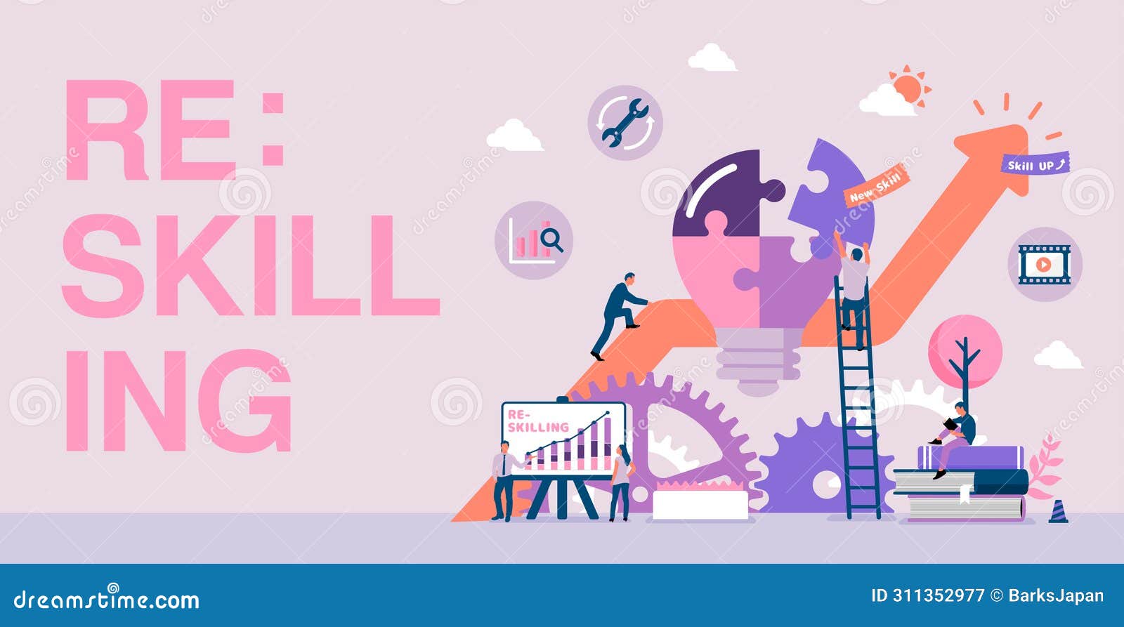 Reskilling ( Upskilling ) Banner Illustration Stock Vector ...