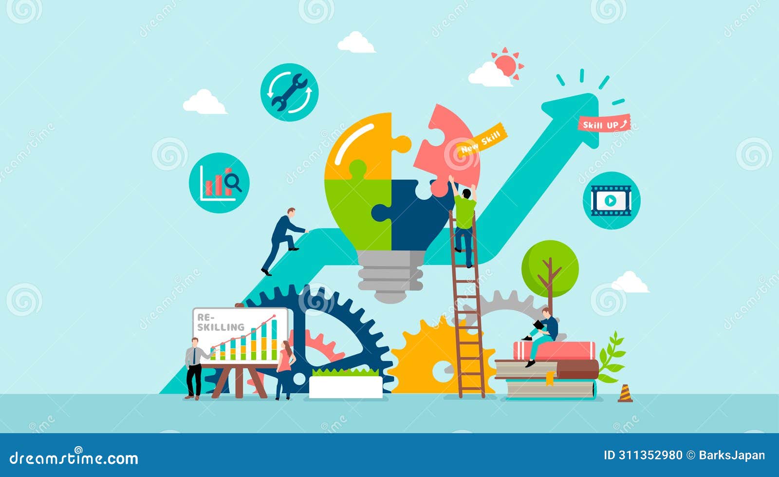 Reskilling ( Upskilling ) Banner Illustration Stock Vector ...